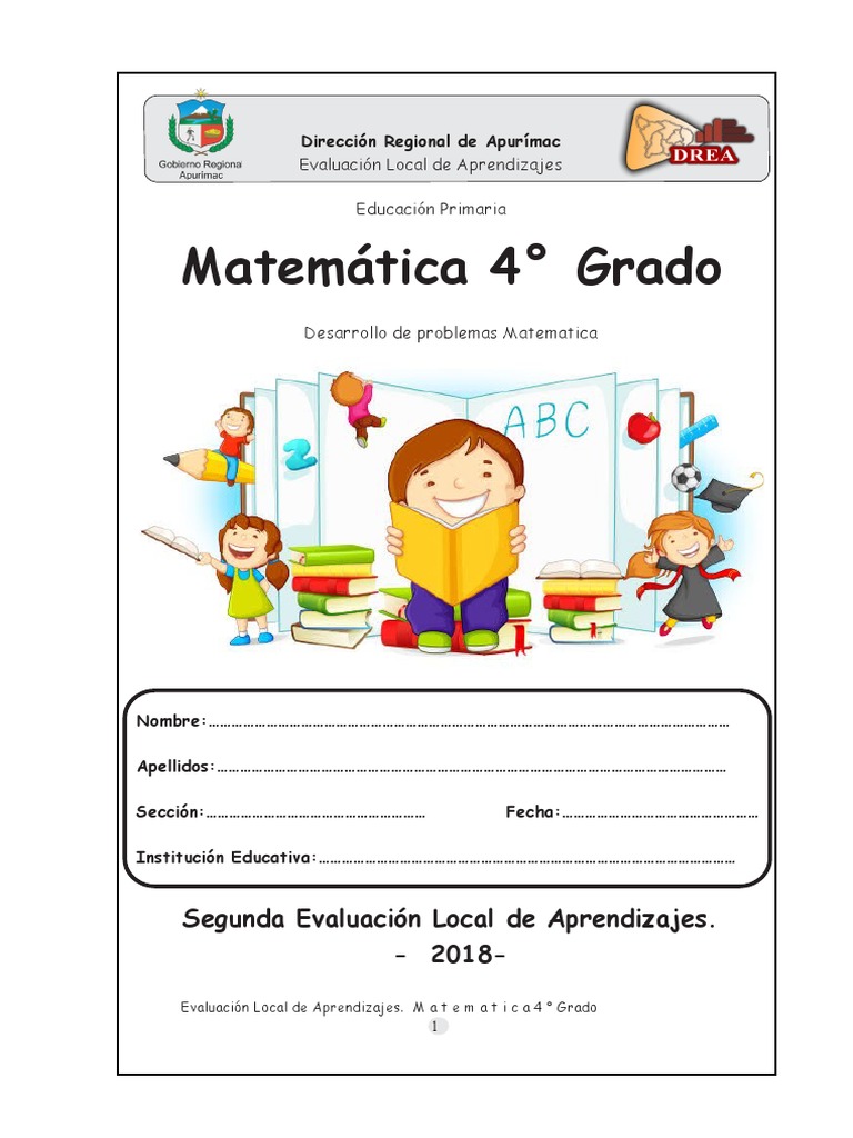 Prueba de Matematica 4to. Grado | PDF