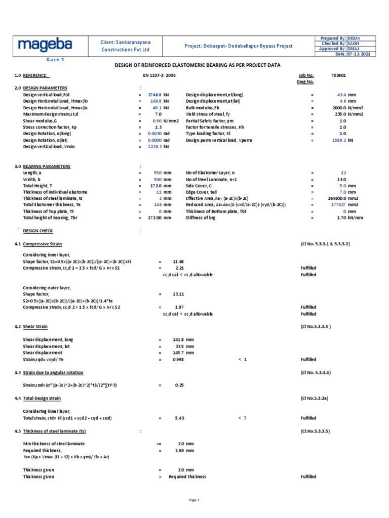 Bearing Design Design Note | PDF | Young's Modulus | Stress (Mechanics)