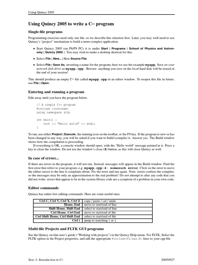 Using Quincy 2005 To Write A C Program: Single-File Programs | PDF ...