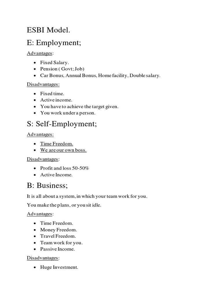 ESBI Model. E: Employment | PDF