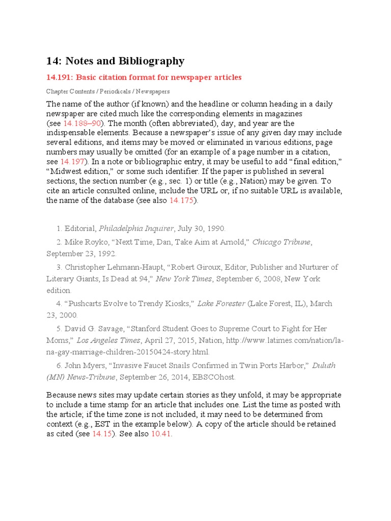Basic Citation Format For Newspaper Articles | PDF | Citation | Newspapers