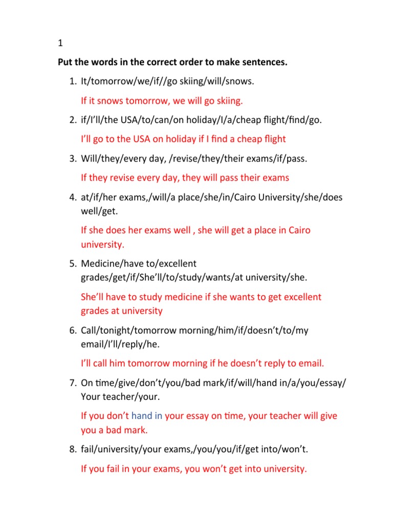 Lesson 28 The Conditionals Homework | PDF