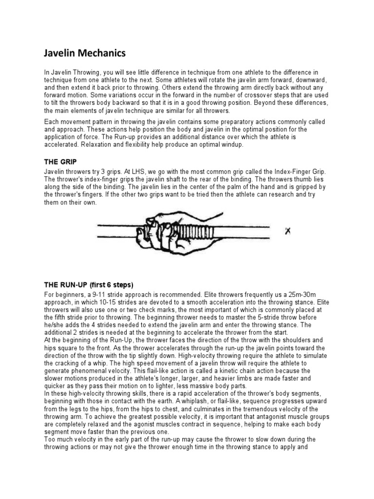 Javelin Mechanics The Grip The Run Up First 6 Steps | PDF | Anatomical ...