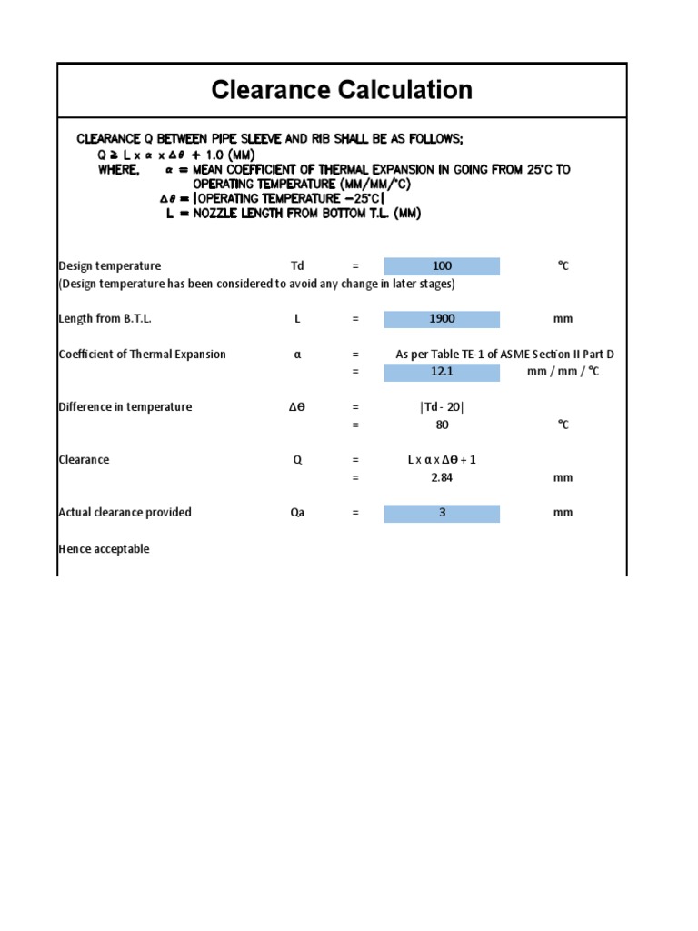 Clearance Calculation | PDF | Thermal Expansion | Materials
