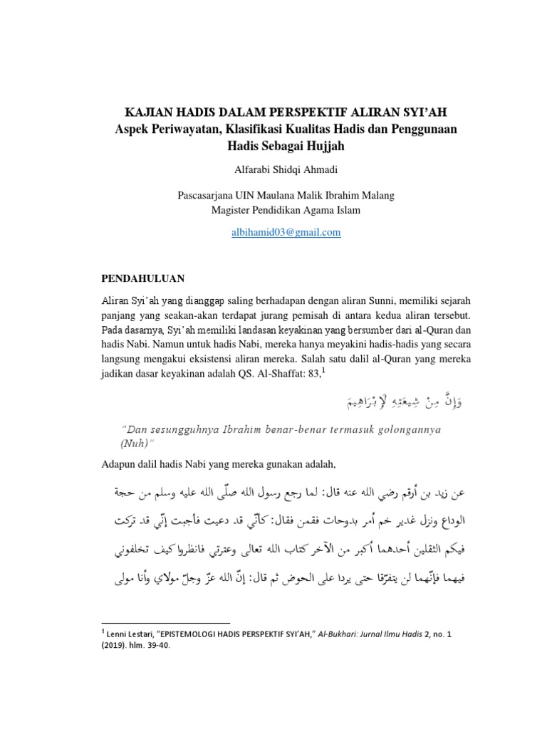 Hadist Perspektif Syi'ah | PDF | Agama & Spiritualitas