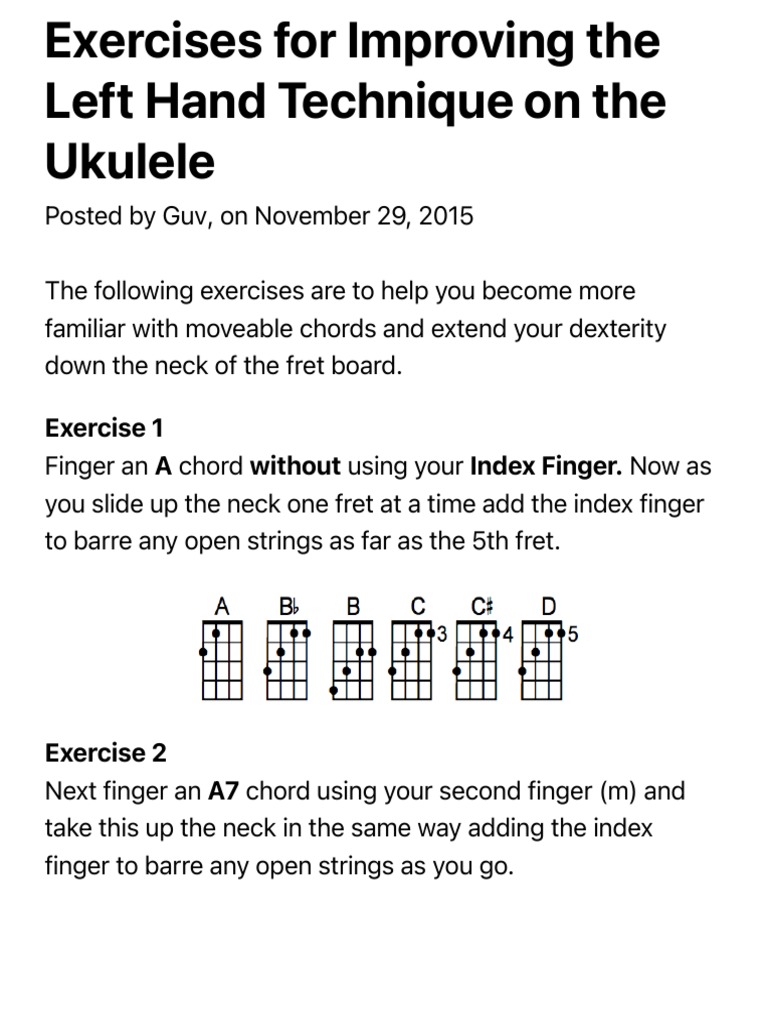 Improving The Left Hand Technique Ukulele | PDF