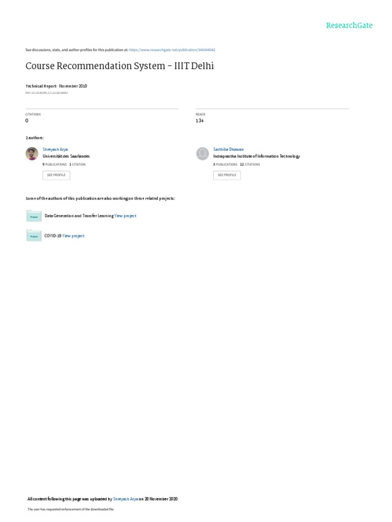 Course Recommendation System IIIT Delhi | PDF | Computing | Applied ...