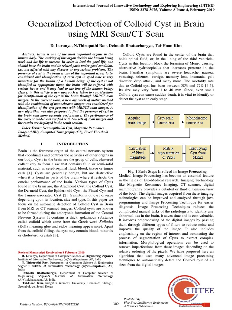 Generalized Detection of Colloid Cyst in Brain Using MRI Scan/CT Scan ...