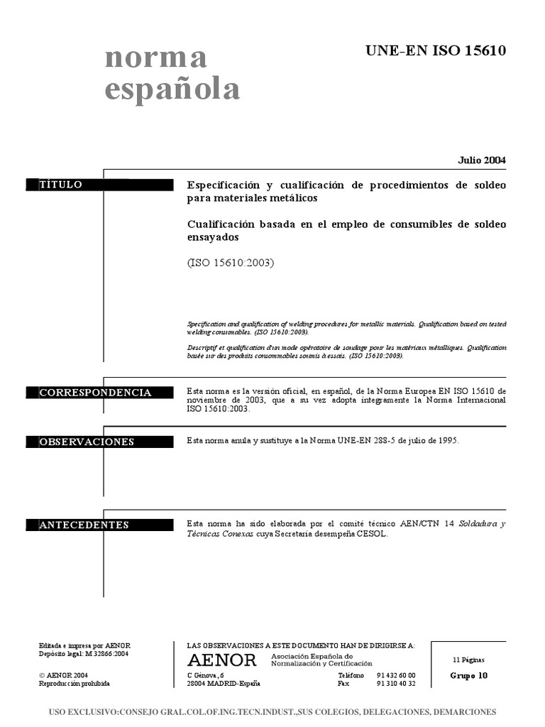 Une - en Iso 15610-2004 | PDF | Europa | Química