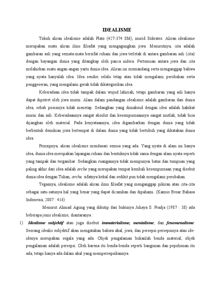 Aliran Idealisme Filsafat Pendidikan - Ega Januardi | PDF