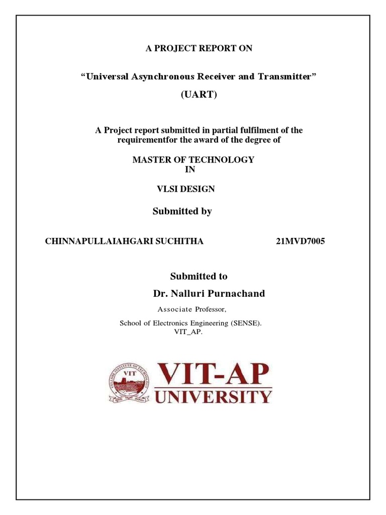 "Universal Asynchronous Receiver and Transmitter" (UART) : A Project Report On | PDF | Duplex ...