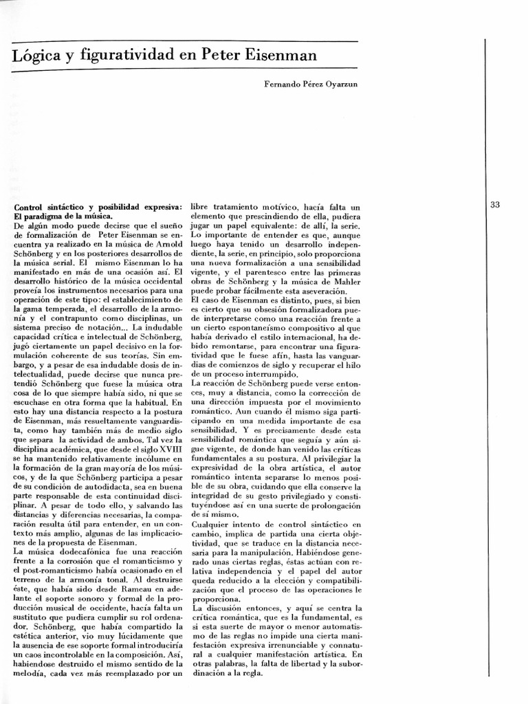 Pérez Oyarzún-Lógica y Figuratividad en Peter Eisenman | PDF