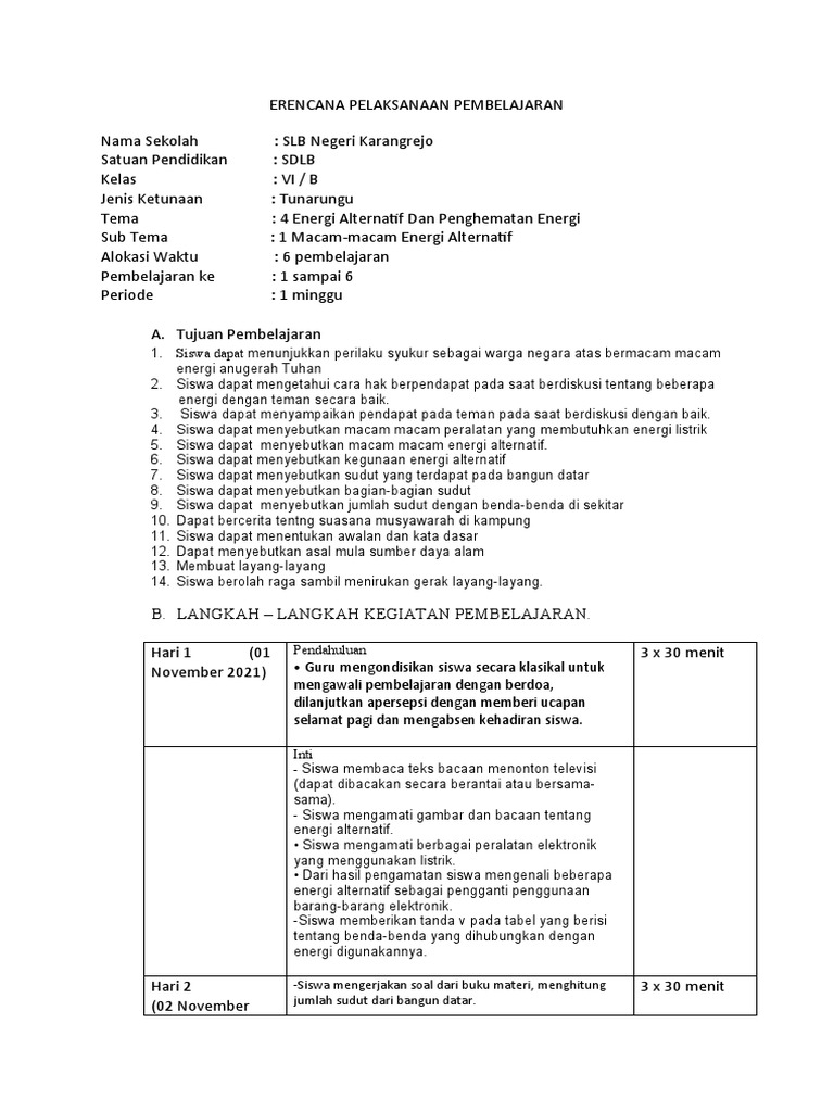 RPP SUB 1 TEMA 4 SKP November | PDF