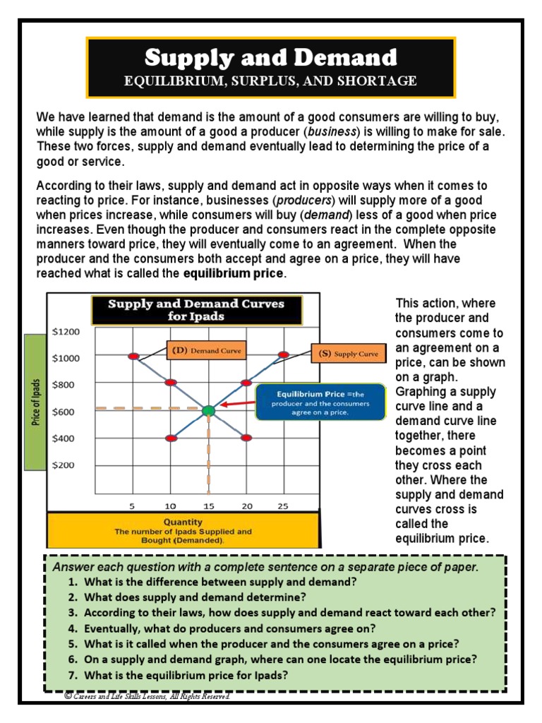 Supply and Demand Lesson | PDF | Economic Surplus | Economic Equilibrium