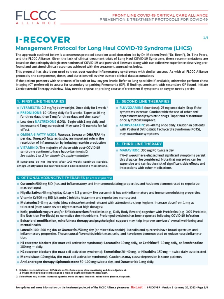 FLCCC Long COVID Treatment Protocol | PDF | Pneumonia | Inflammation