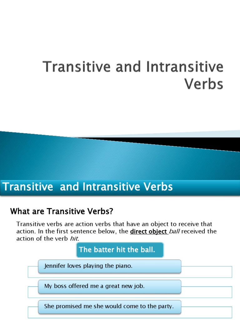 Lesson 4 - Transitive and Intransitive Verbs | PDF | Verb | Object ...