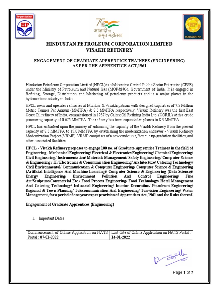 Hindustan Petroleum Corporation Limited Visakh Refinery | PDF ...
