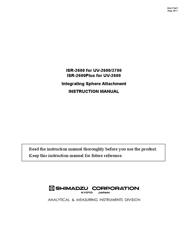 ISR-2600 For UV-2600/2700 ISR-2600Plus For UV-2600 Integrating Sphere ...