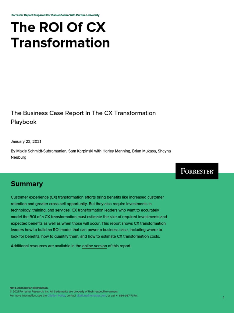 The ROI of CX Transformation | PDF