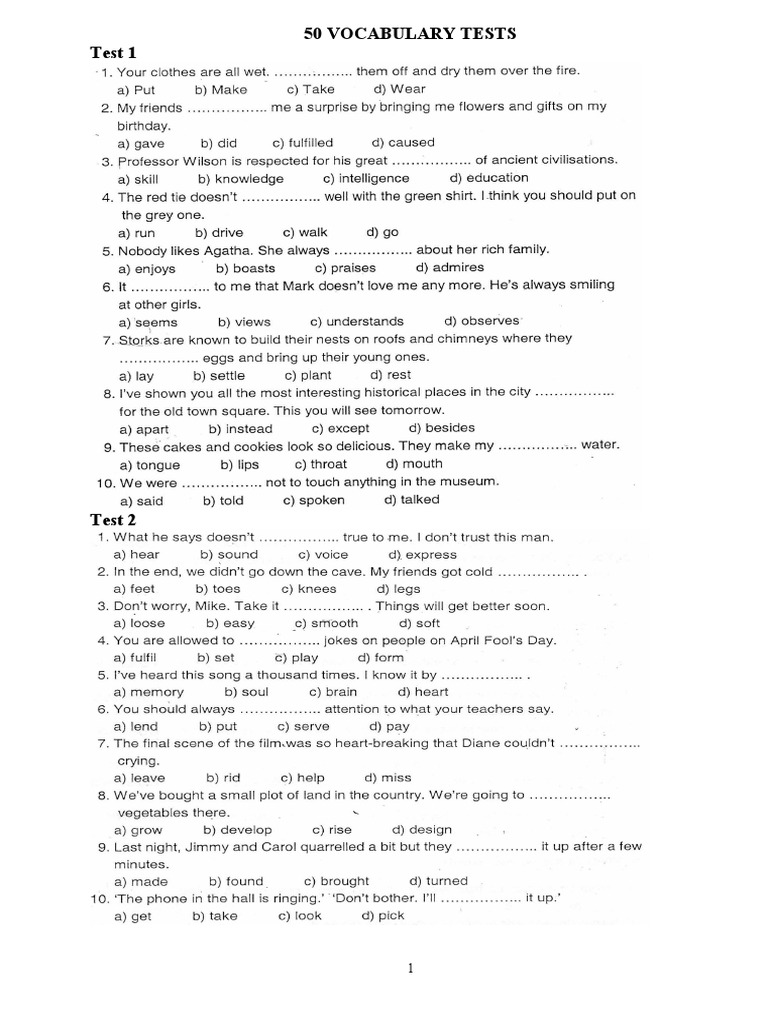 50 Vocabulary Tests | PDF