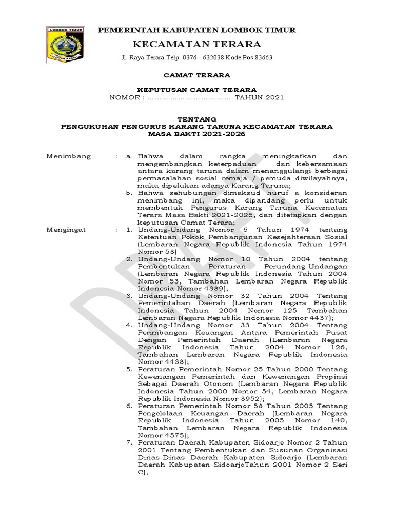 Contoh SK Camat | PDF