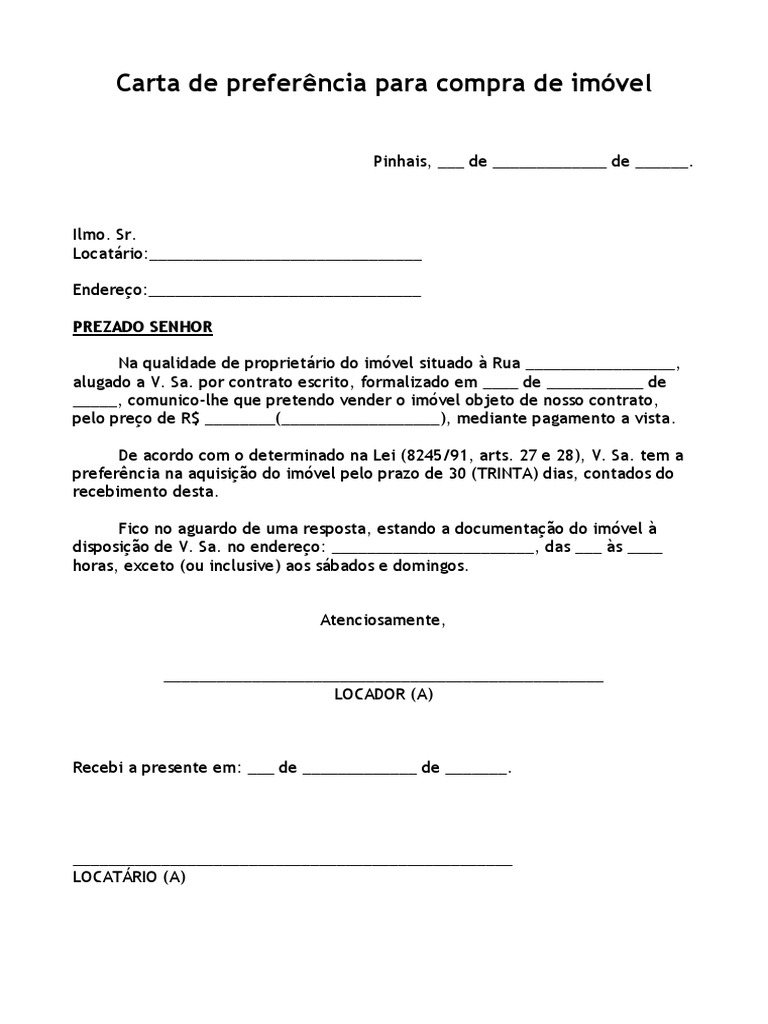 Carta para Inquilino em PDF | PDF Carta para Inquilino em PDF | PDF