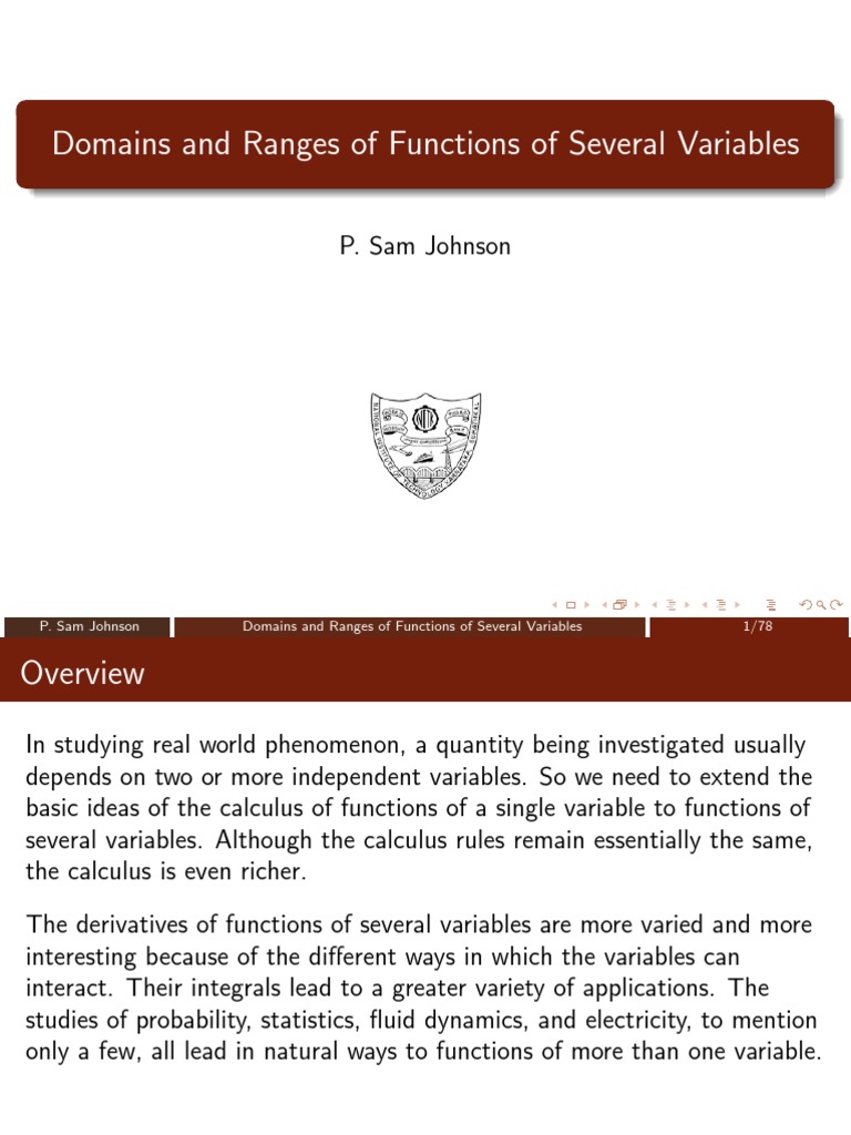 Domains And Ranges Of Functions Of Several Variables Pdf Function