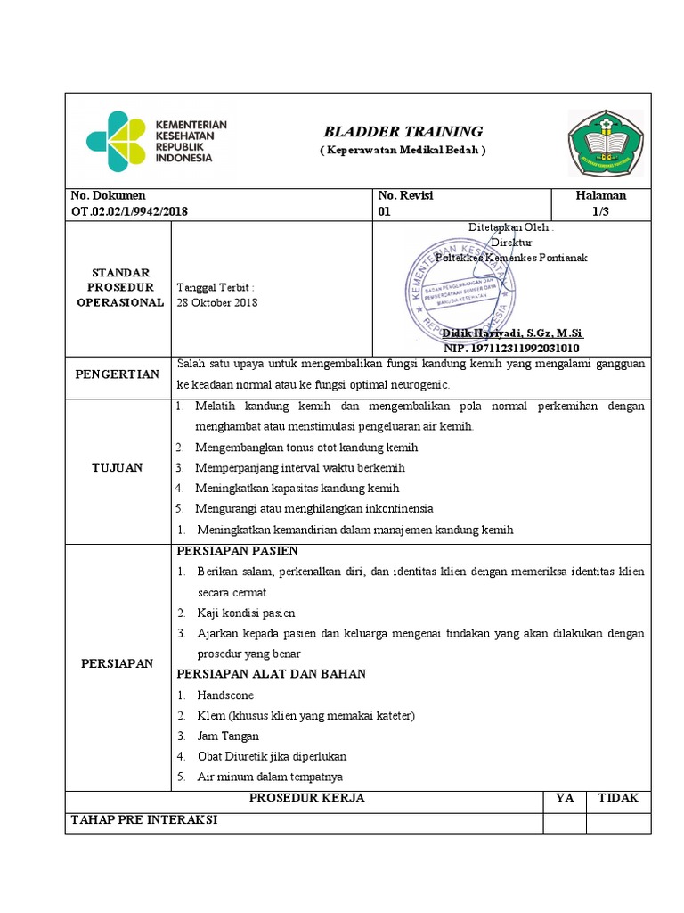 SOP KMB2 - Bladder Training | PDF