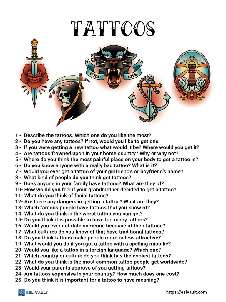 25 Tattoo Conversation Questions | PDF