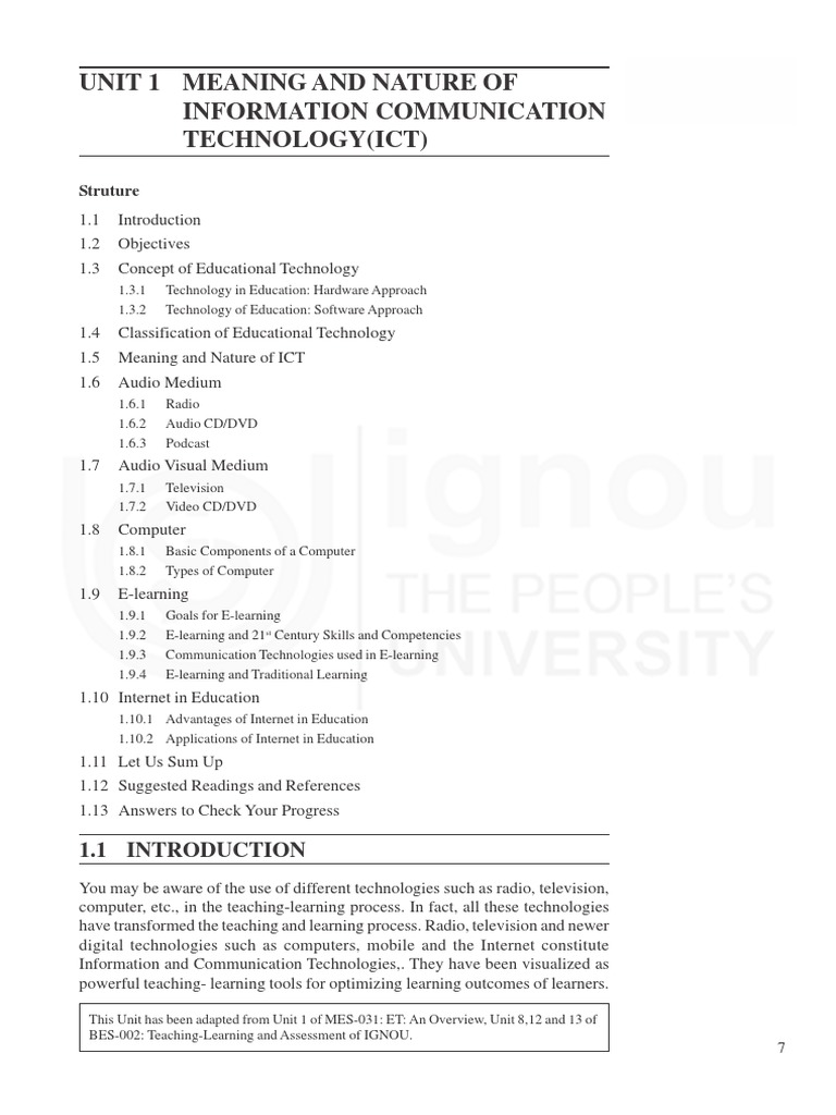 Unit 1 Meaning and Nature of Information Communication Technology (Ict ...