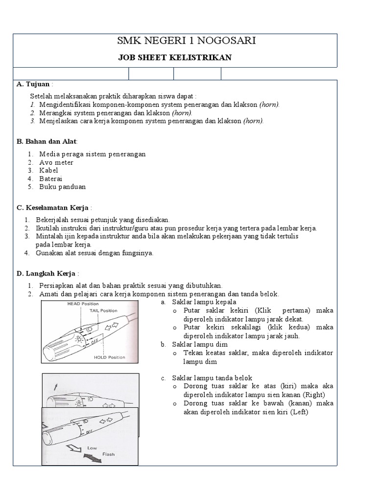 Job Sheet Ukk Kelistrikan | PDF