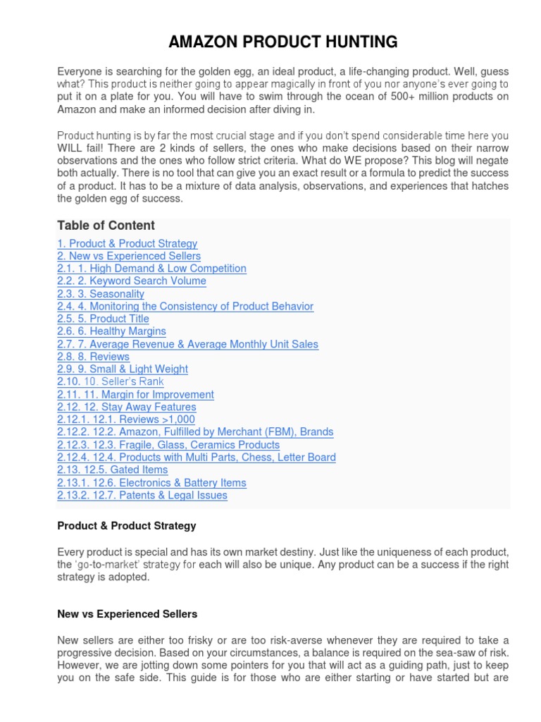 Amazon Product Hunting | PDF | Sales | Search Engine Optimization