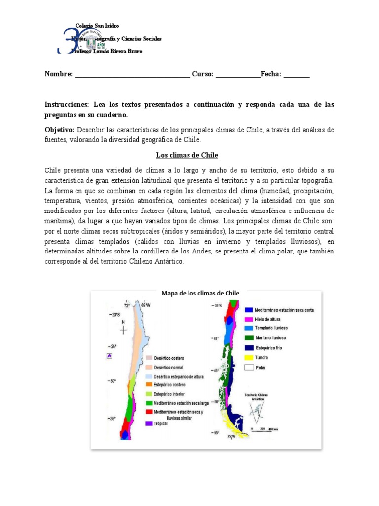 Guía Climas de Chile | PDF | Clima | Clima templado