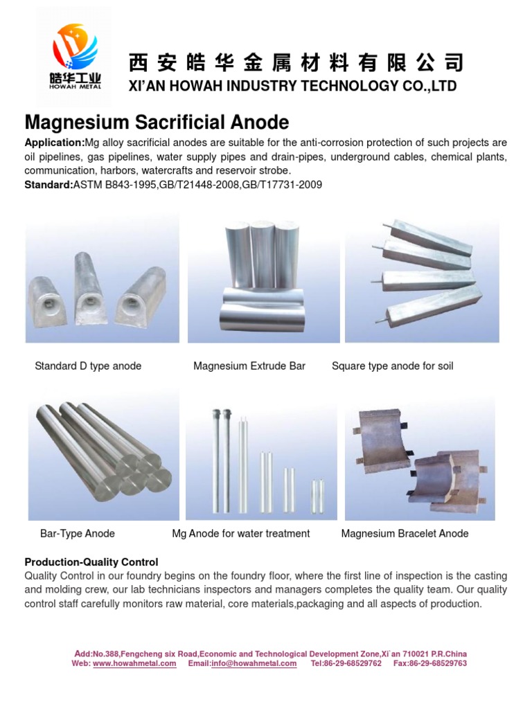 Xi-An Howah Industry Technology Co., LTD - Magnesium Anodes | PDF ...