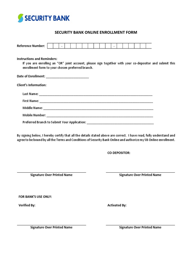 Security Bank Online Enrollment Form | PDF | Business | Finance & Money ...