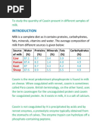 Study of Quantity of Casein Present in Different Samples of Milk (Chemistry Investigatory ...