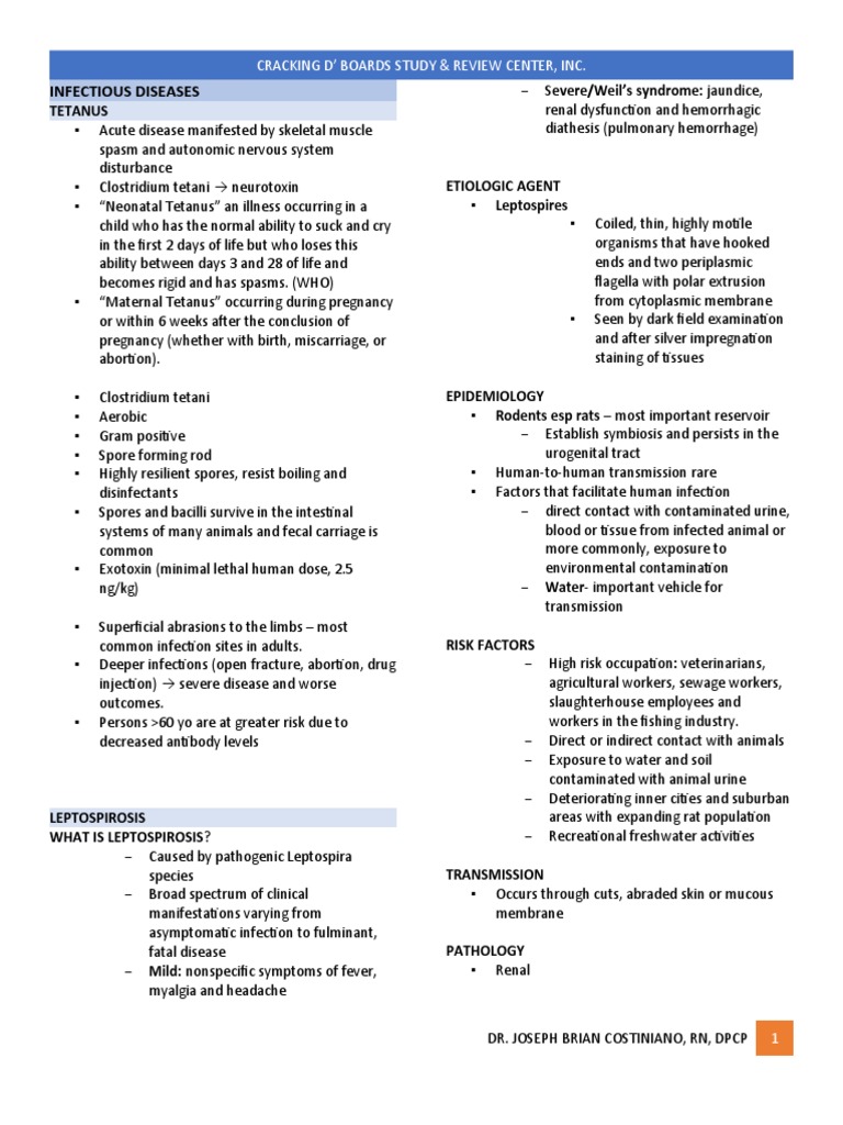 Infectious Diseases Handouts | PDF | Pneumonia | Tuberculosis
