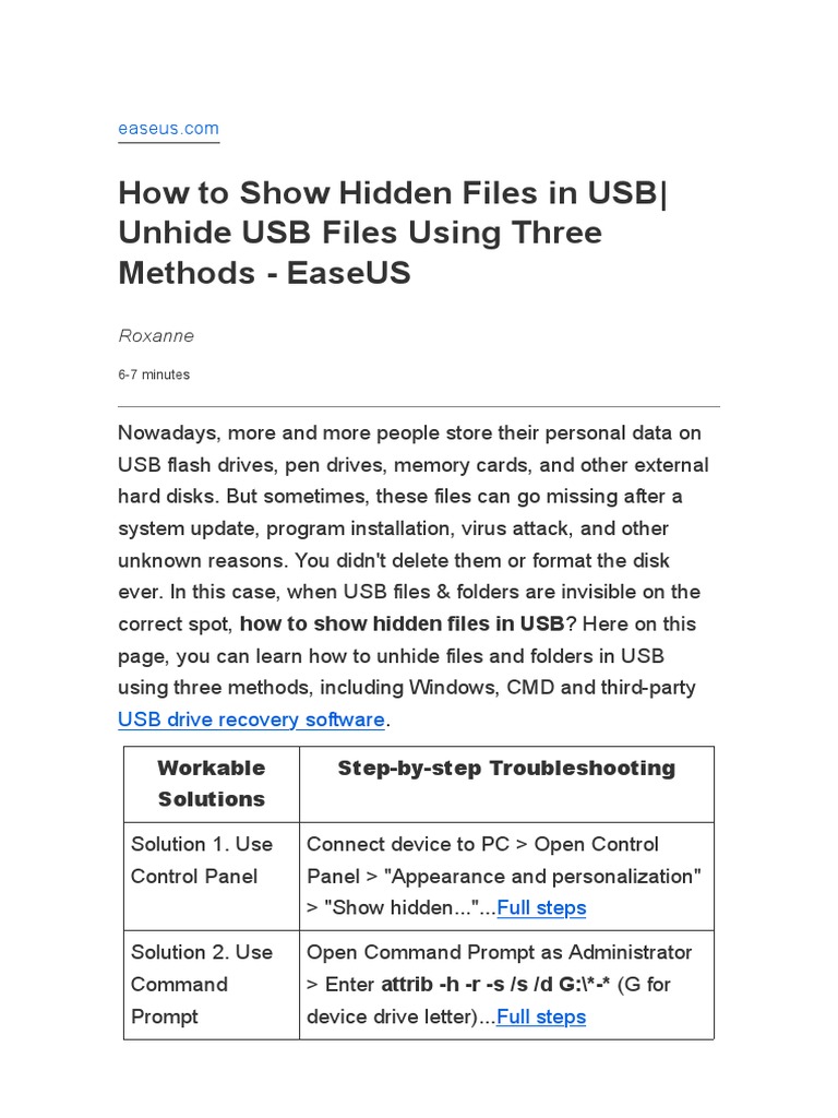 How To Show Hidden Files in USB Unhide USB Files Using Three Methods ...