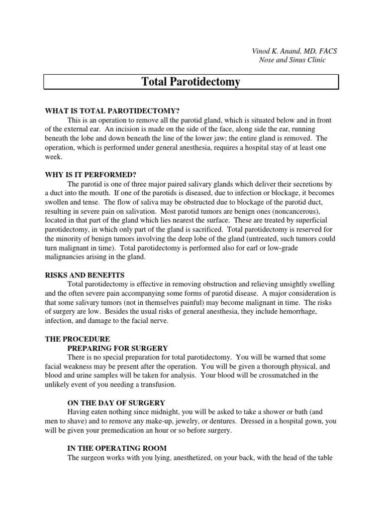 Total Parotidectomy PT-InFO | PDF | Medical Specialties | Human Anatomy