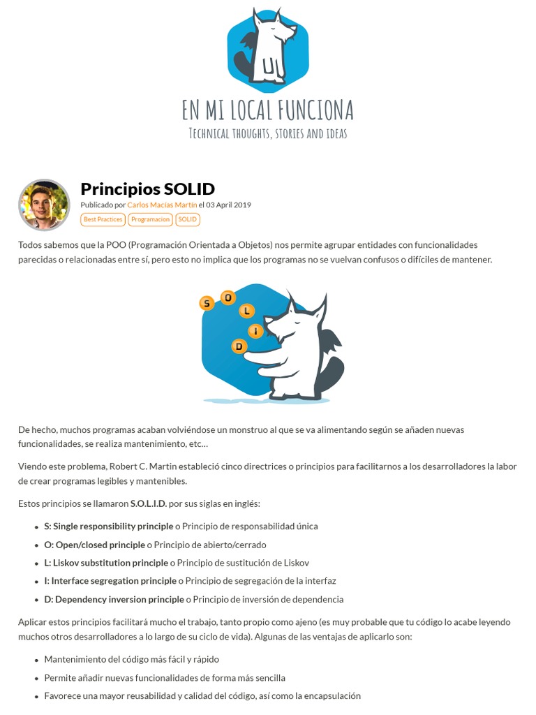 Principios Solid Con Ejemplos Pdf Lenguaje De Programación 1902