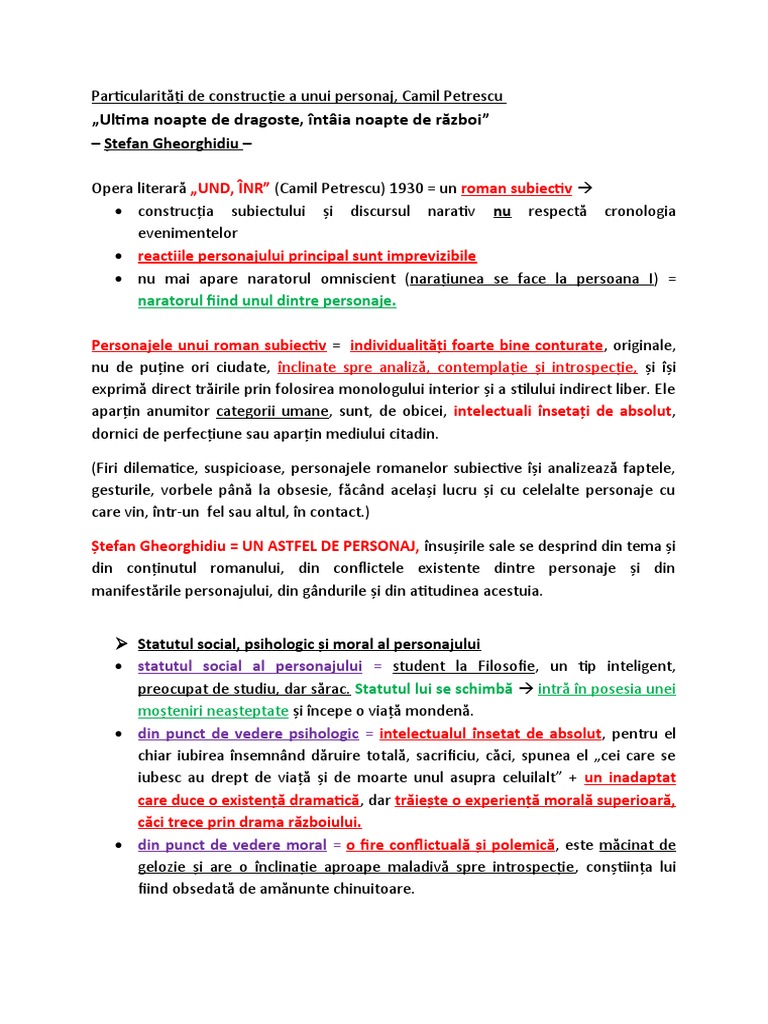 Caracterizare Ștefan GHEORGHIDIU | PDF