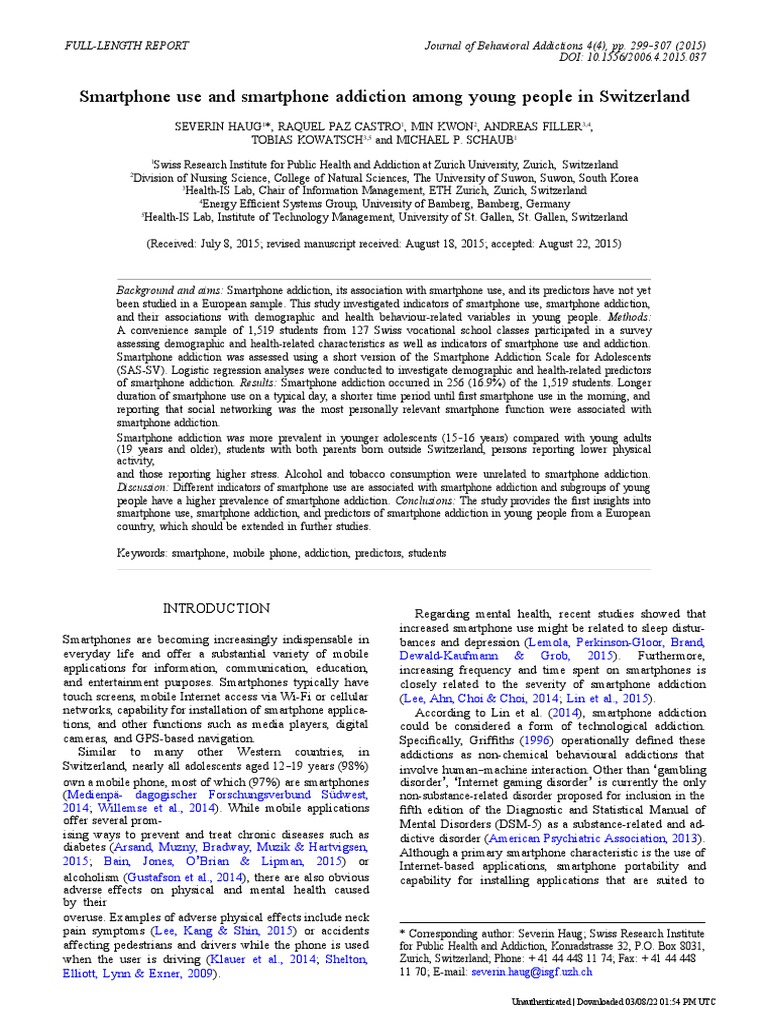 (20635303 - Journal of Behavioral Addictions) Smartphone Use and ...