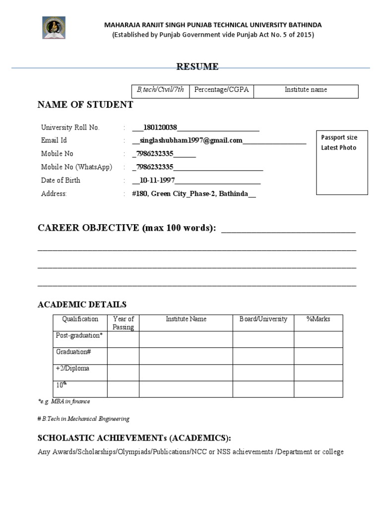 Resume Sample | PDF | Students | Educational Stages