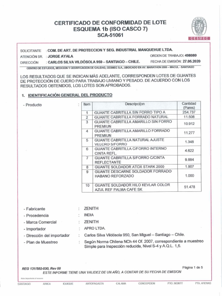 Certificados de EPP | PDF