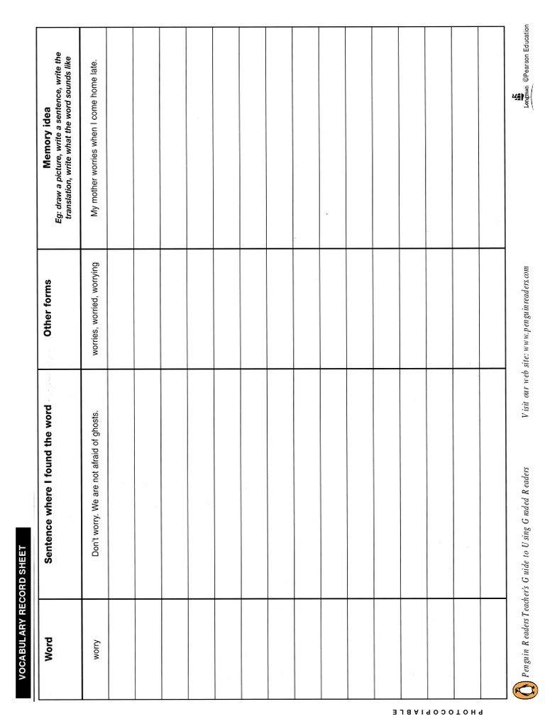 Vocabulary Record Sheet Guide | PDF