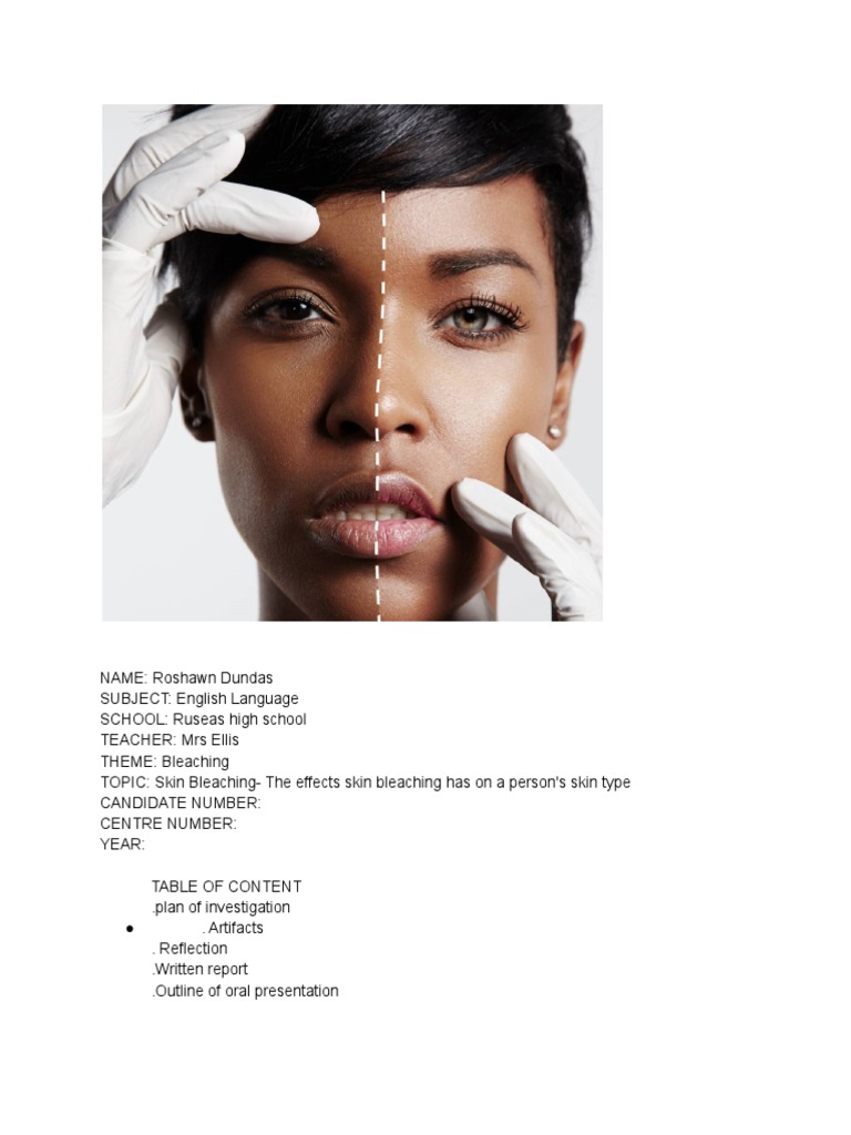 The Effects of Skin Bleaching on Different Skin Types | PDF | Artifact ...