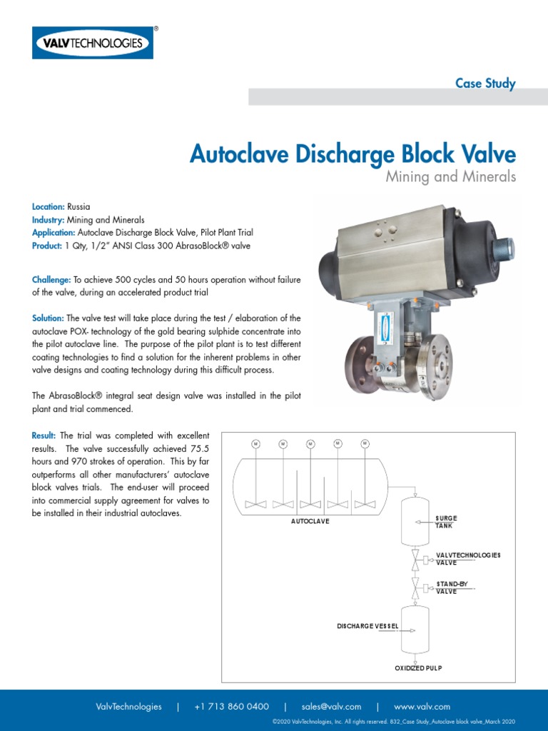 Autoclave Block Valve Case Study | PDF | Valve | Chemistry