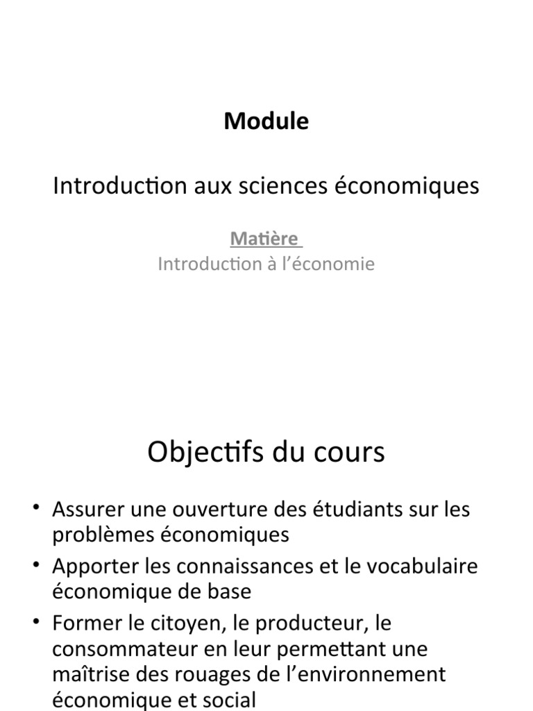 Introduction Aux Sciences Economiques | PDF | Économie | Capitalisme