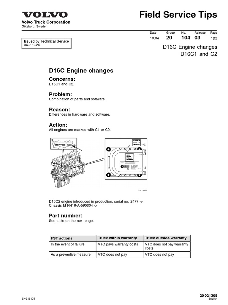 Field Service Tips: D16C Engine Changes | PDF | Manufactured Goods ...