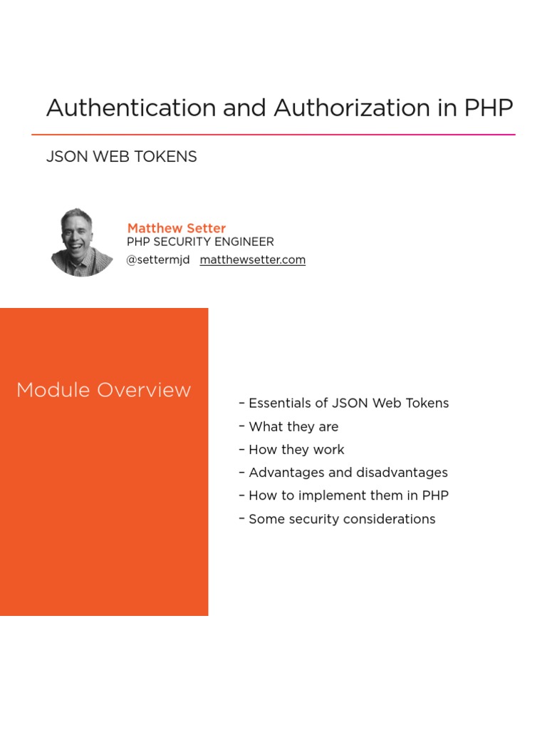 Authentication And Authorization In Php Json Web Tokens Pdf Computer Science Security 